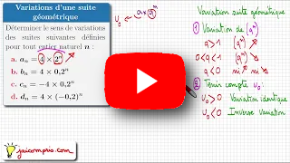 suite géométrique - cours - raison - variations - exercices