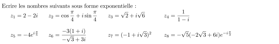 Module Argument Forme exponentielle d'un nombre complexe, affixe d'un point