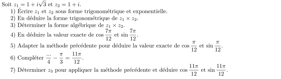 Module Argument Forme exponentielle d'un nombre complexe, affixe d'un point