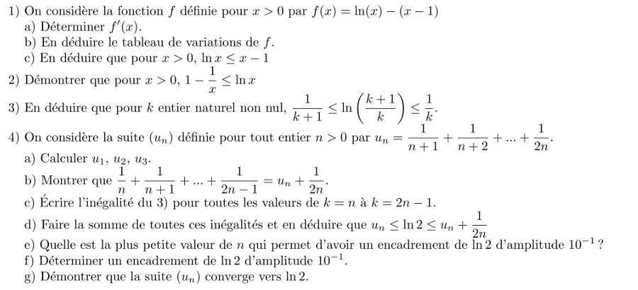 fonctions exponentielles et logarithmes exercices résolus